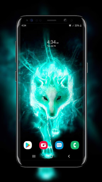 Blue Fire Wolf Wallpaper