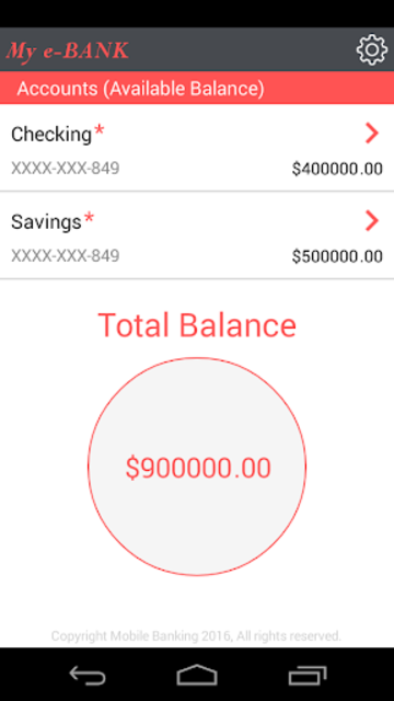 Rich Bank Account Screenshot